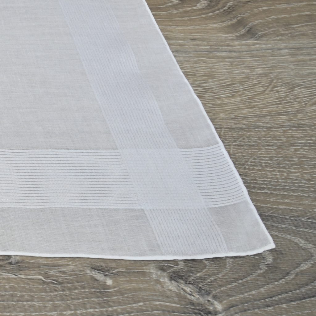 Corded Border Hand-Rolled Cotton Handkerchief - Flax & Thimble