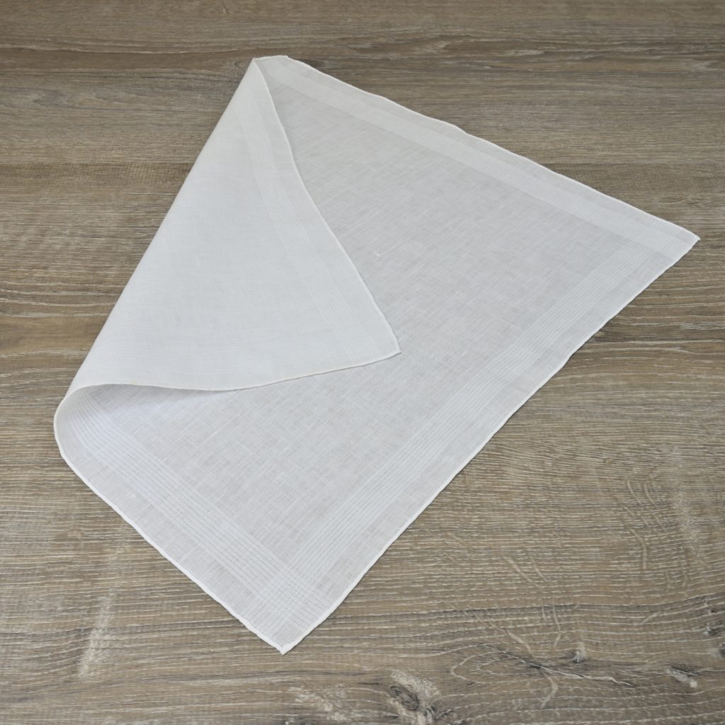 Corded Border Men's Linen Handkerchief - Flax & Thimble