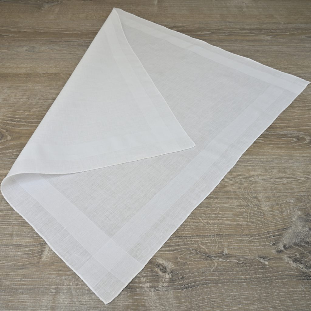 Corded Border Men's Linen Handkerchief - Flax & Thimble