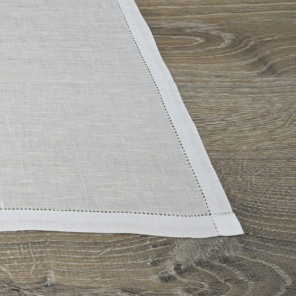 White Hemstitch Linen Handkerchief - Flax & Thimble Men's Handkerchief